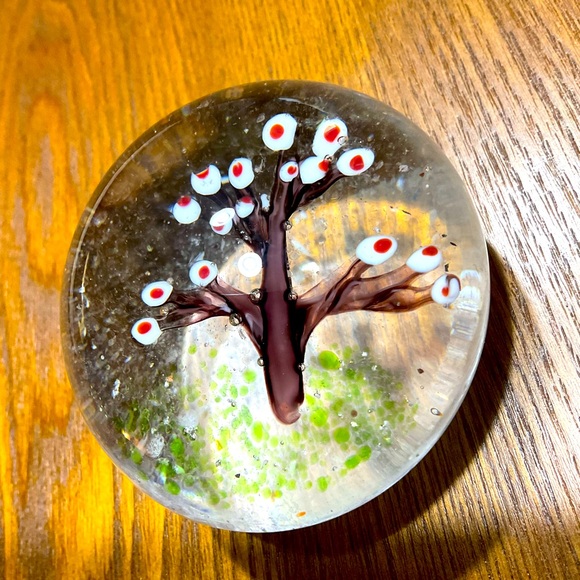 Art | Vintage Art Glass Paperweight Cherry Blossom Tree | Poshmark